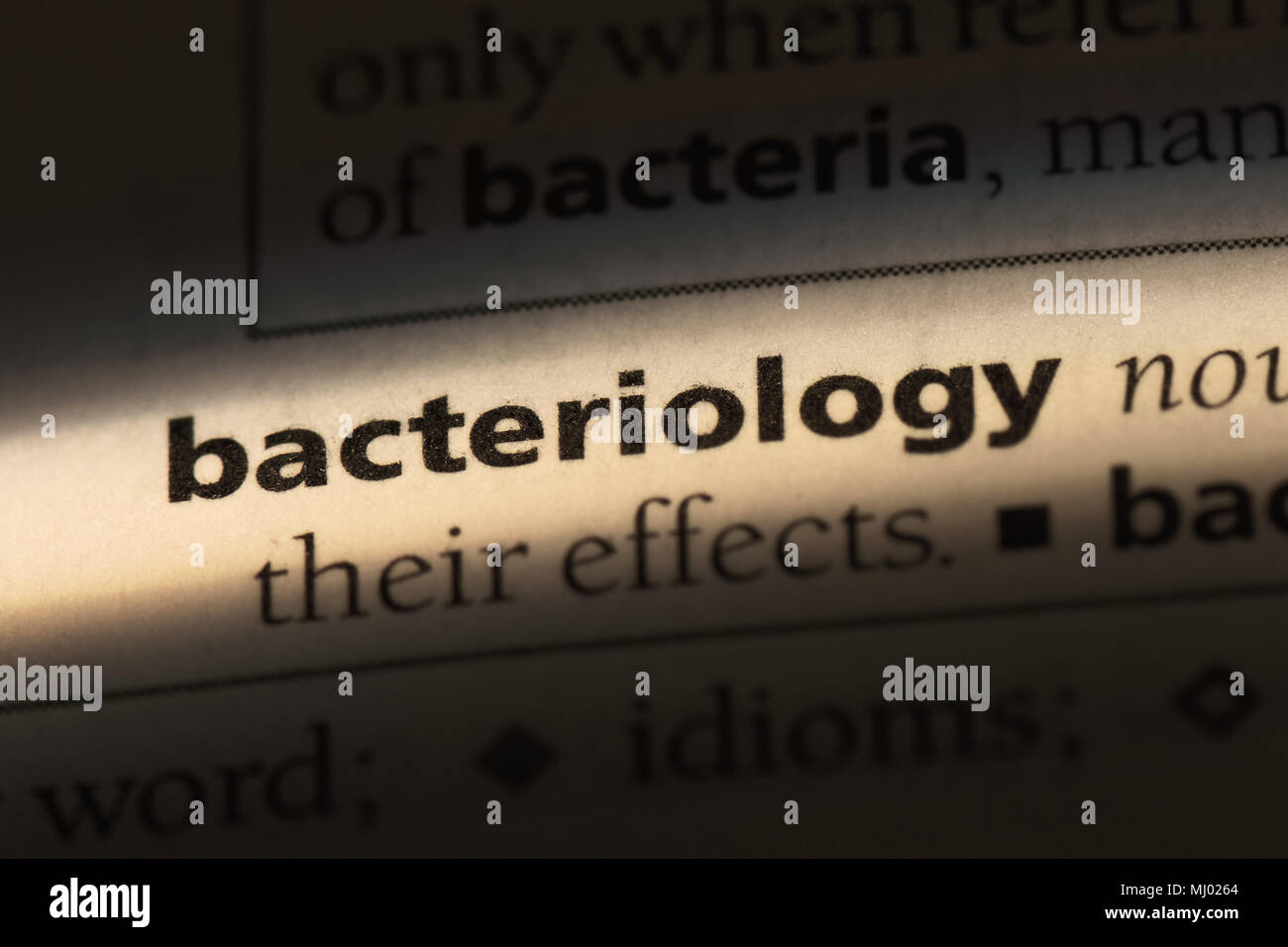 bacteriology word in a dictionary. bacteriology concept Stock Photo - Alamy
