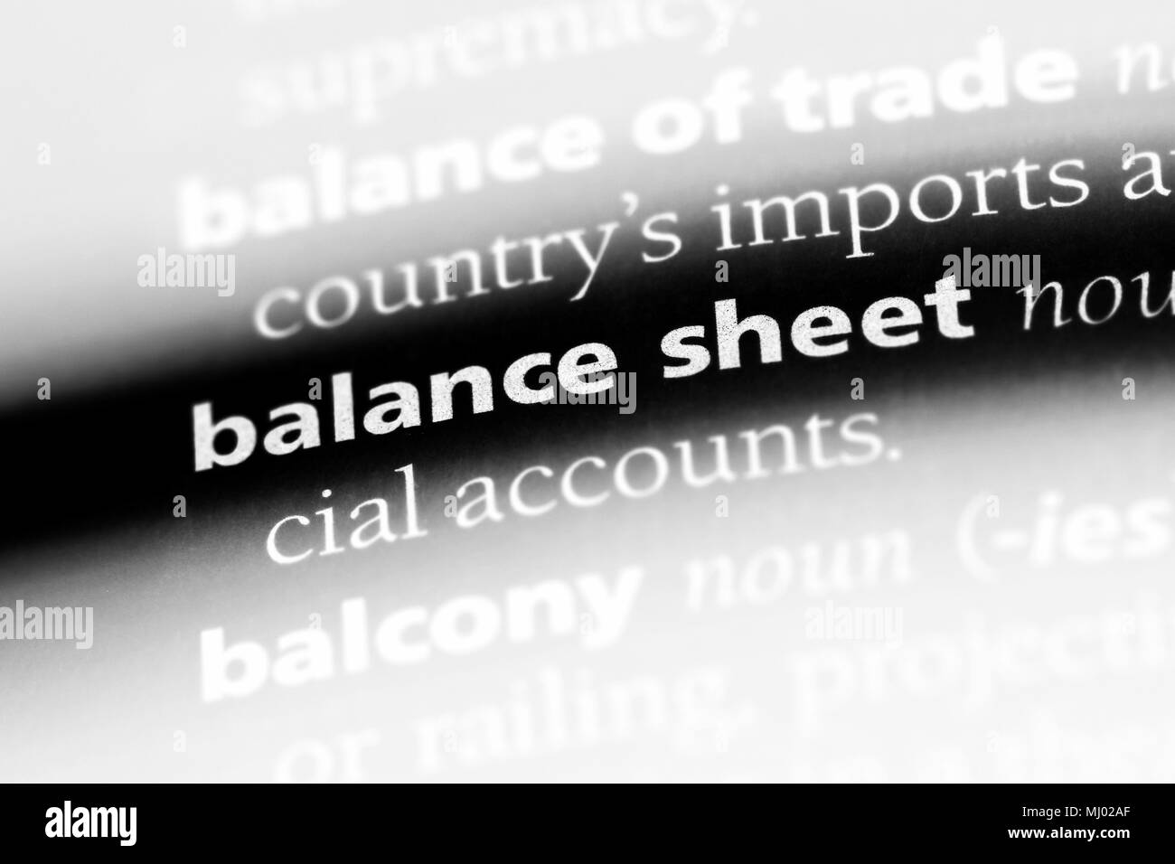 balance sheet word in a dictionary. balance sheet concept Stock Photo ...
