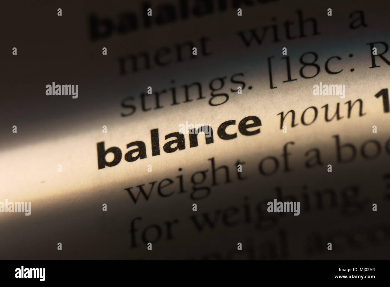 balance word in a dictionary. balance concept Stock Photo - Alamy