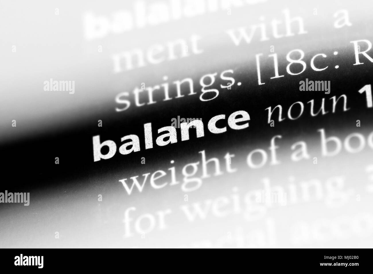 balance word in a dictionary. balance concept Stock Photo - Alamy