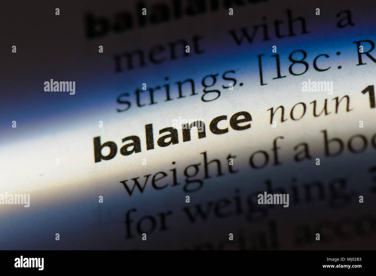 balance word in a dictionary. balance concept Stock Photo - Alamy