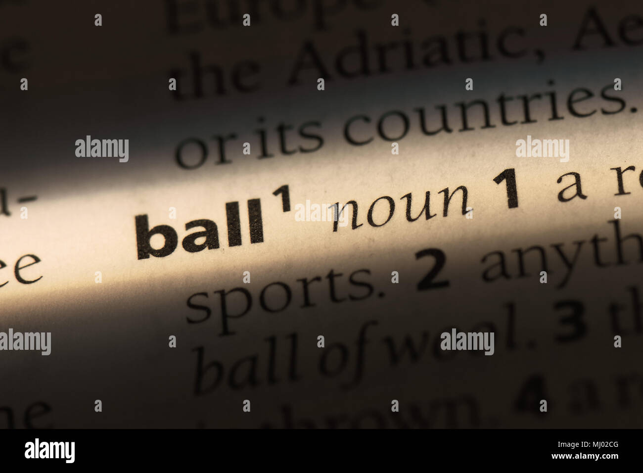 ball word in a dictionary. ball concept Stock Photo - Alamy