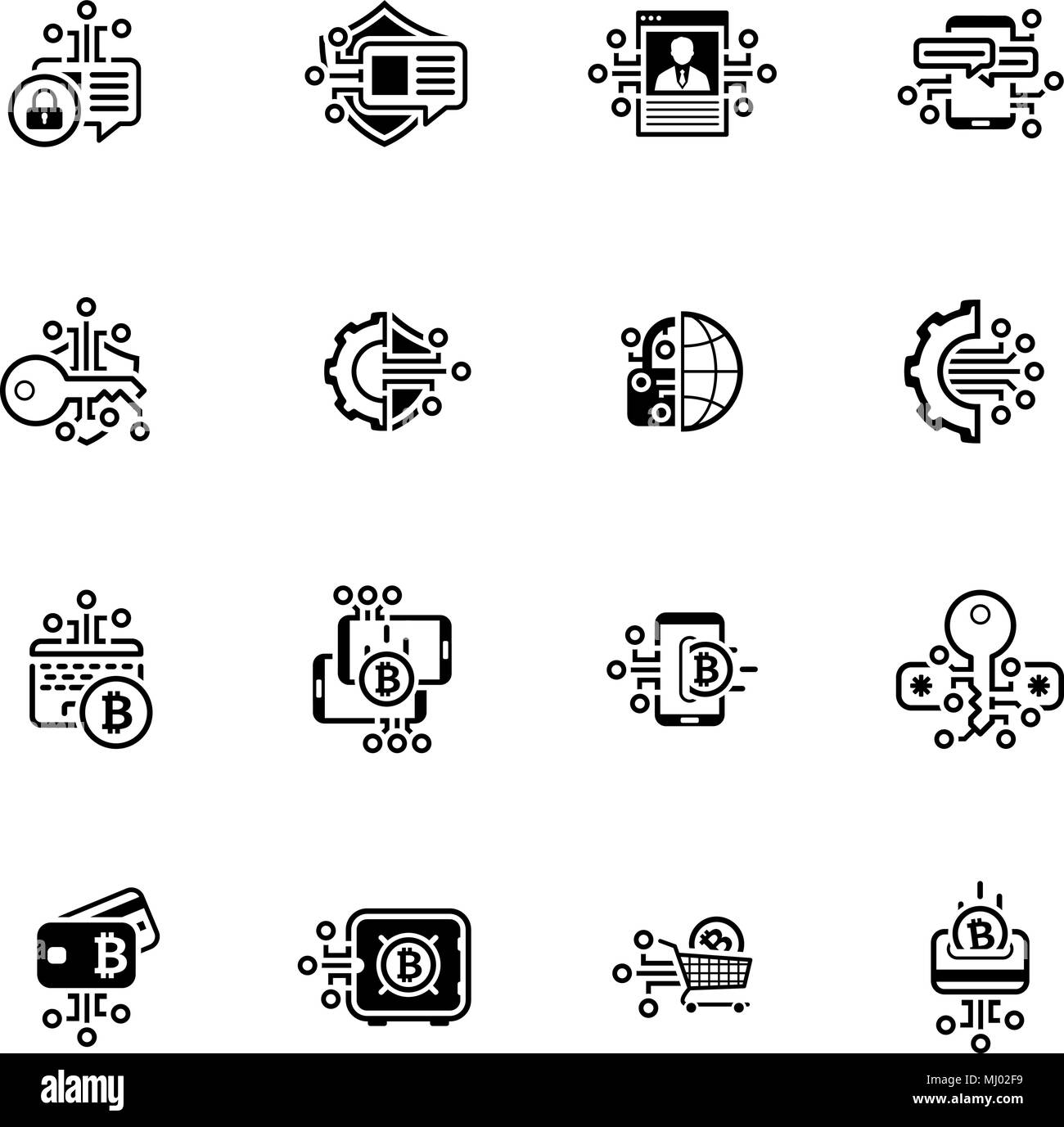 Blockchain bitcoin technology mobile Black and White Stock Photos ...