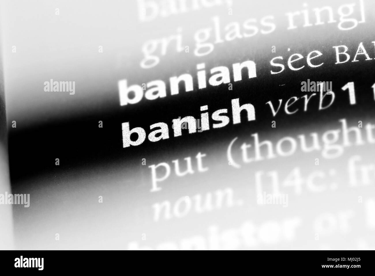 banish word in a dictionary. banish concept Stock Photo - Alamy