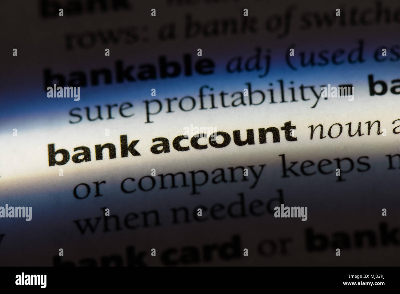 bank account word in a dictionary. bank account concept Stock Photo - Alamy