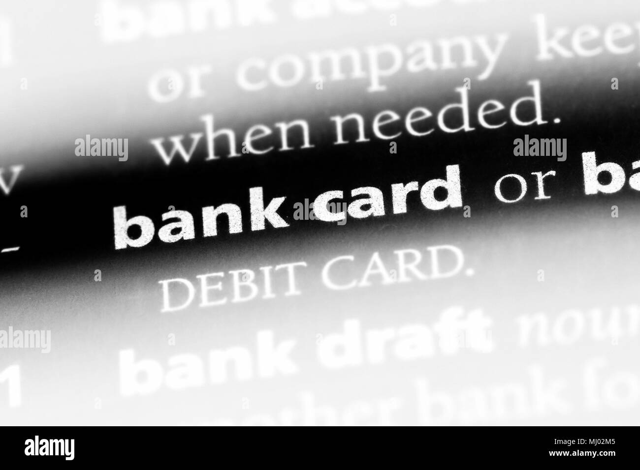 bank card word in a dictionary. bank card concept Stock Photo - Alamy