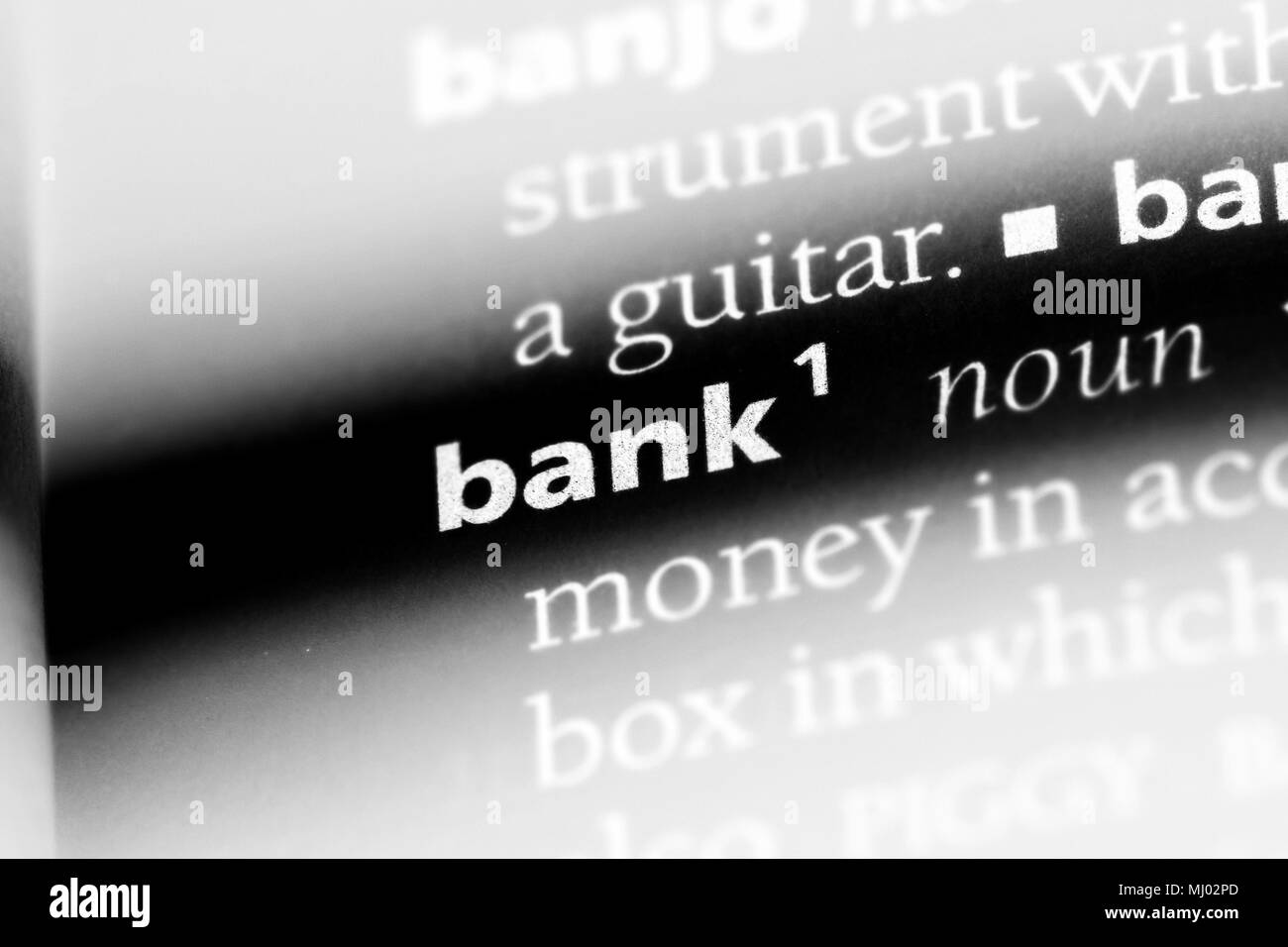 bank word in a dictionary. bank concept Stock Photo - Alamy