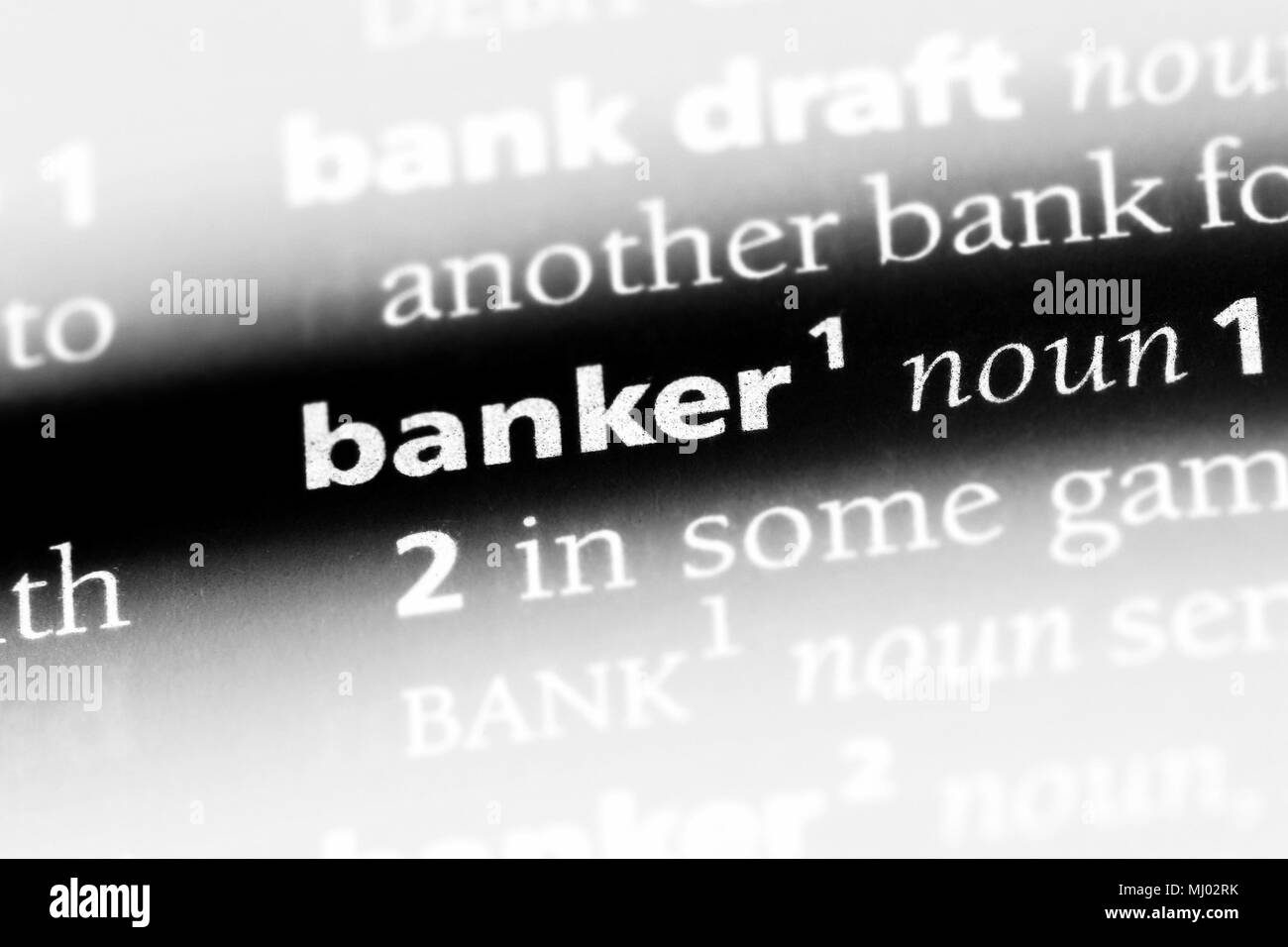 banker word in a dictionary. banker concept Stock Photo - Alamy