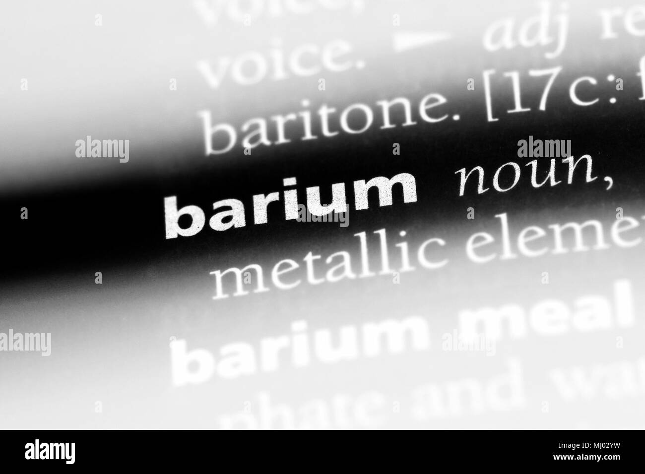 barium word in a dictionary. barium concept Stock Photo - Alamy