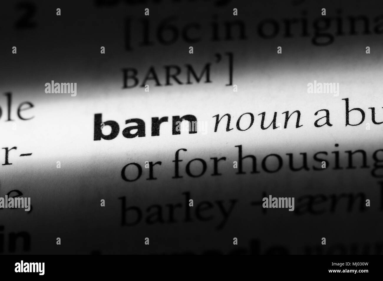 barn word in a dictionary. barn concept Stock Photo - Alamy