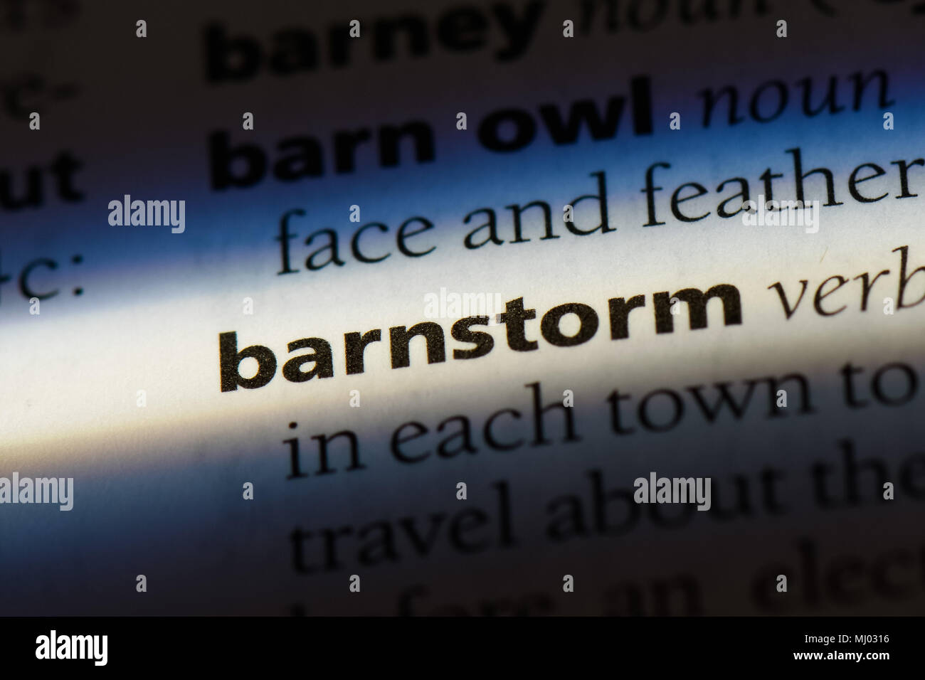 barnstorm word in a dictionary. barnstorm concept Stock Photo - Alamy