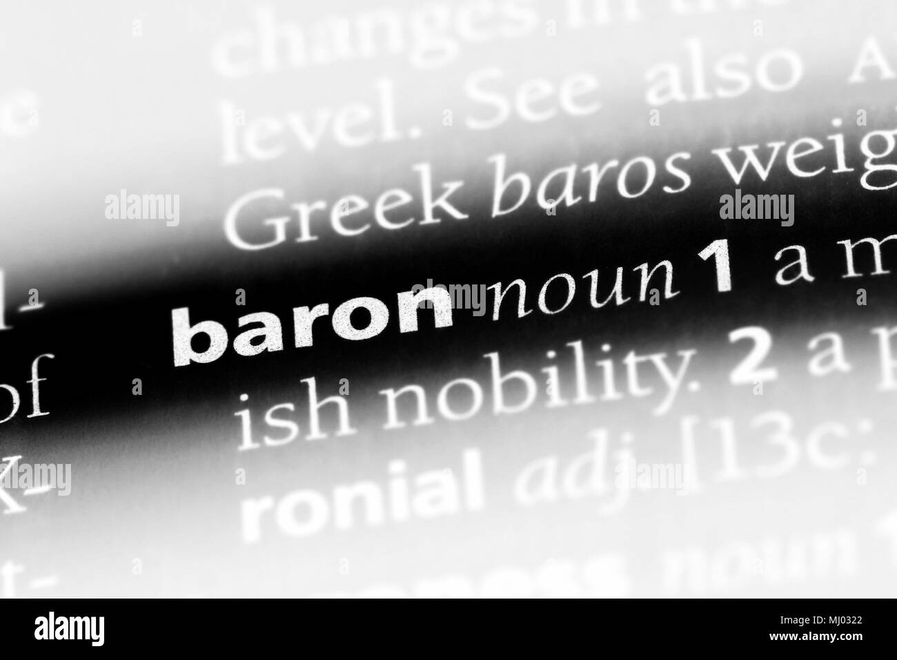 baron word in a dictionary. baron concept Stock Photo - Alamy