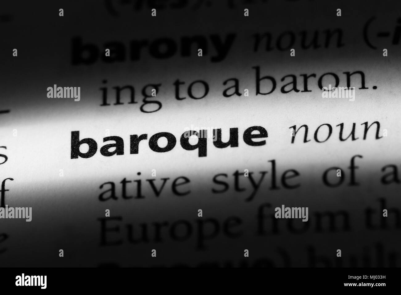 baroque word in a dictionary. baroque concept Stock Photo - Alamy