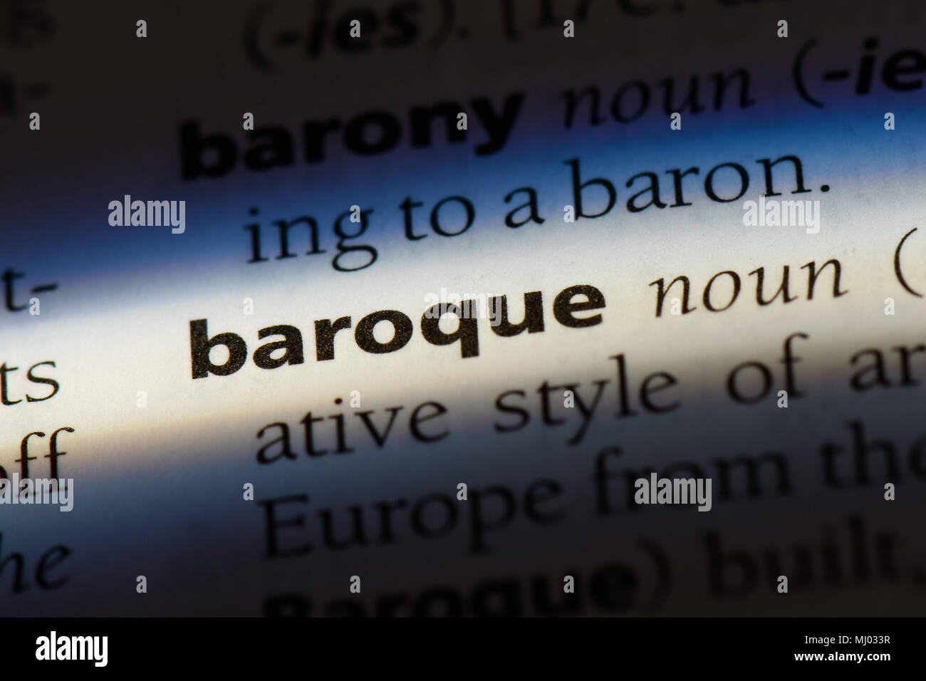 baroque word in a dictionary. baroque concept Stock Photo - Alamy