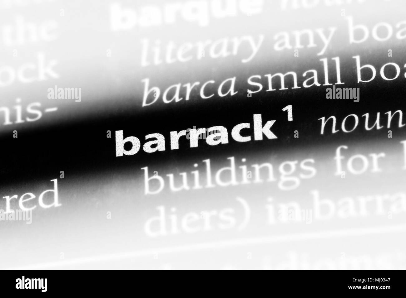barrack word in a dictionary. barrack concept Stock Photo - Alamy