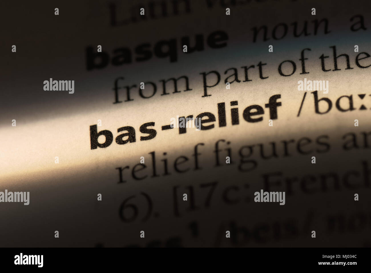 bas relief word in a dictionary. bas relief concept Stock Photo - Alamy