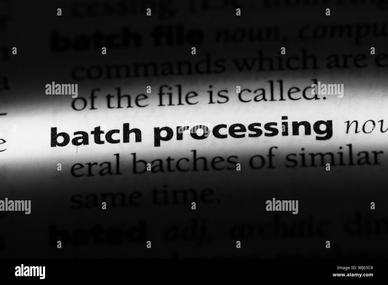 batch processing word in a dictionary. batch processing concept Stock ...