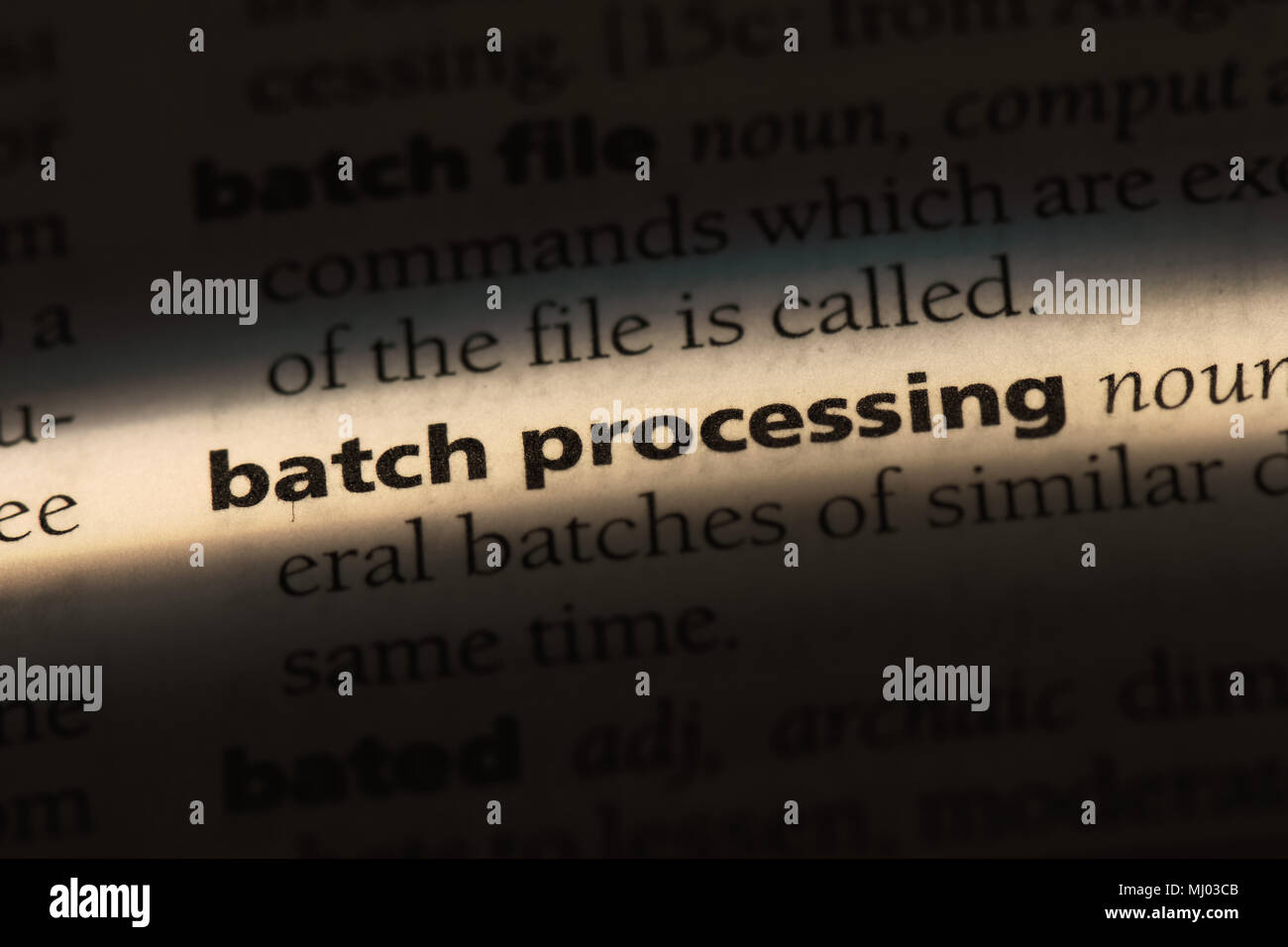 batch processing word in a dictionary. batch processing concept Stock ...