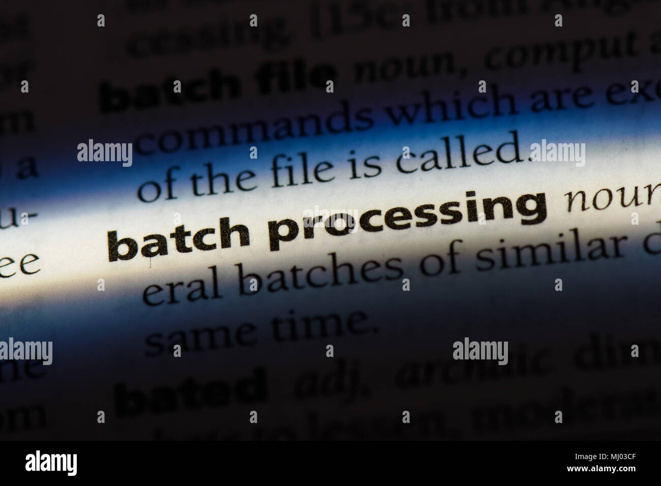 batch processing word in a dictionary. batch processing concept Stock ...