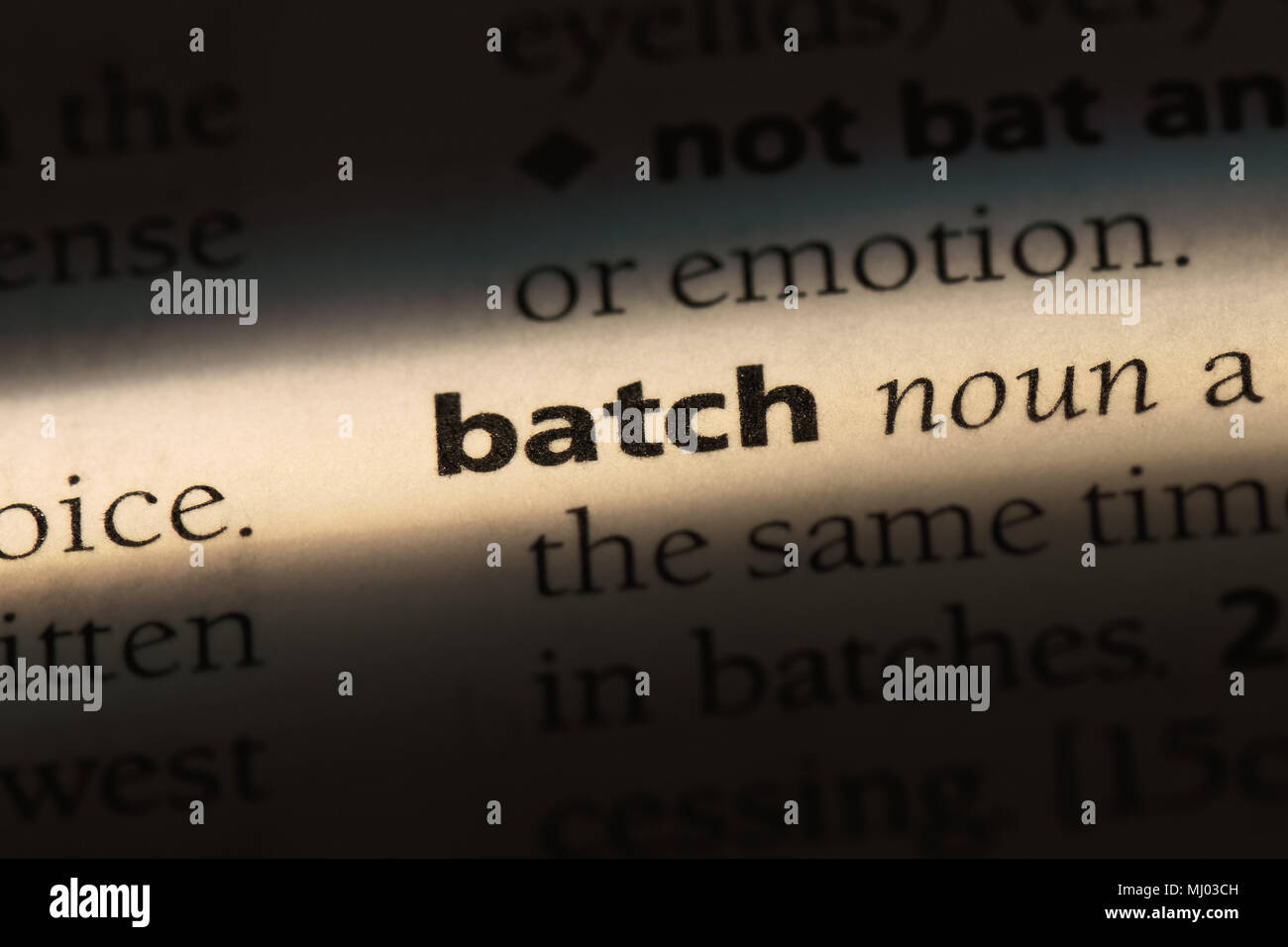 batch word in a dictionary. batch concept Stock Photo - Alamy