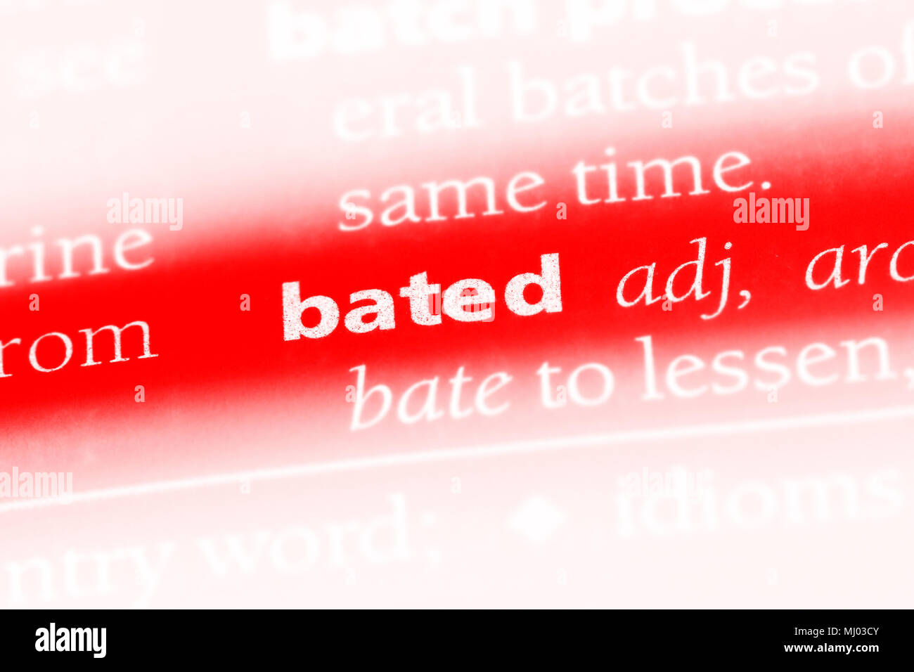 bated word in a dictionary. bated concept Stock Photo - Alamy