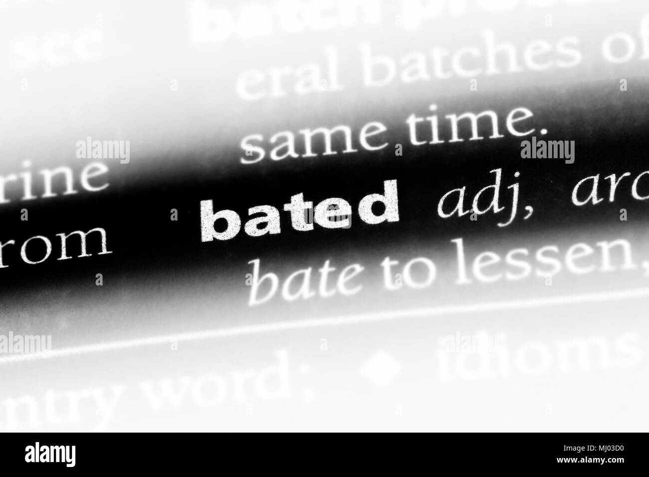 bated word in a dictionary. bated concept Stock Photo - Alamy