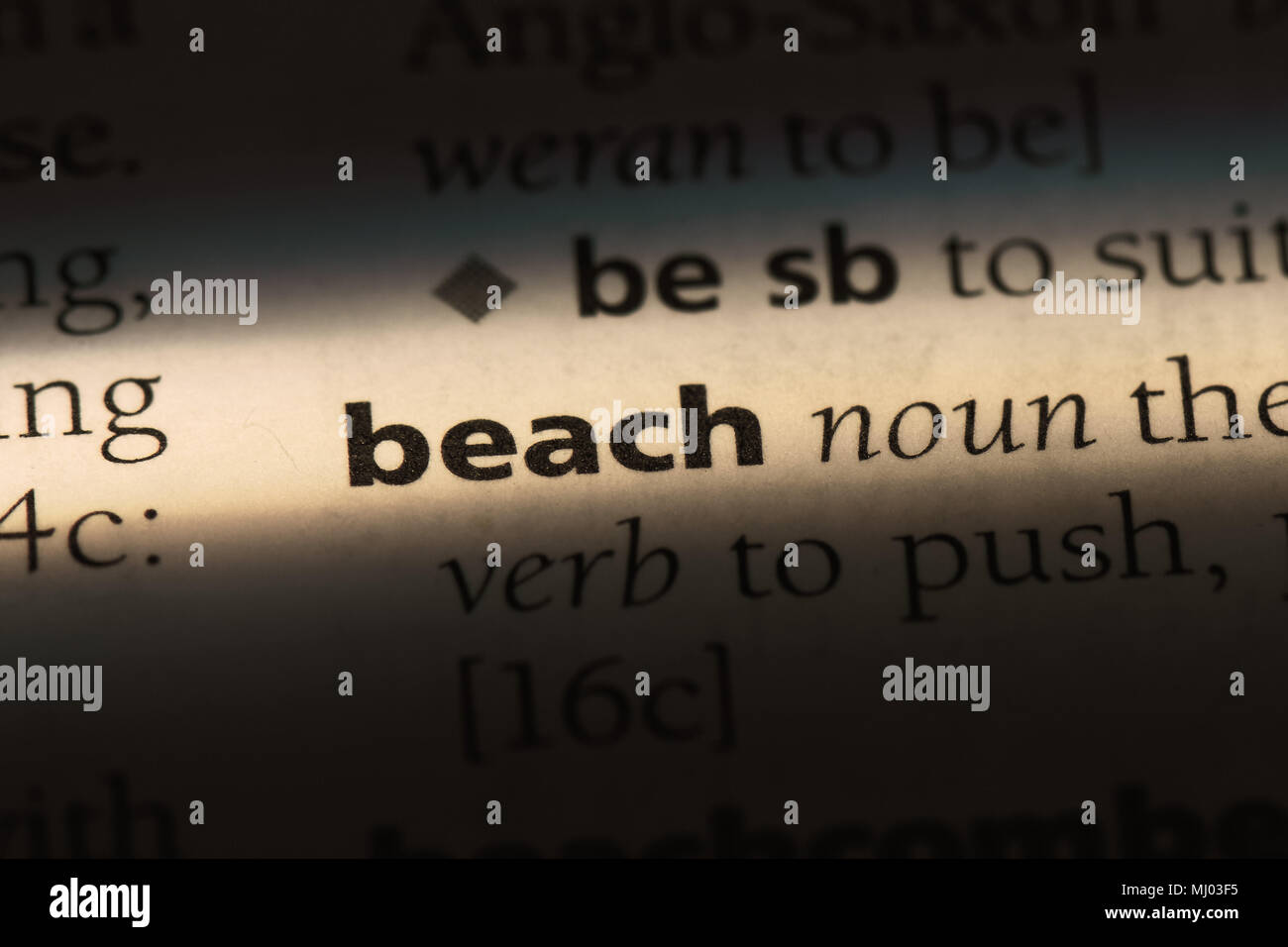 beach word in a dictionary. beach concept Stock Photo - Alamy