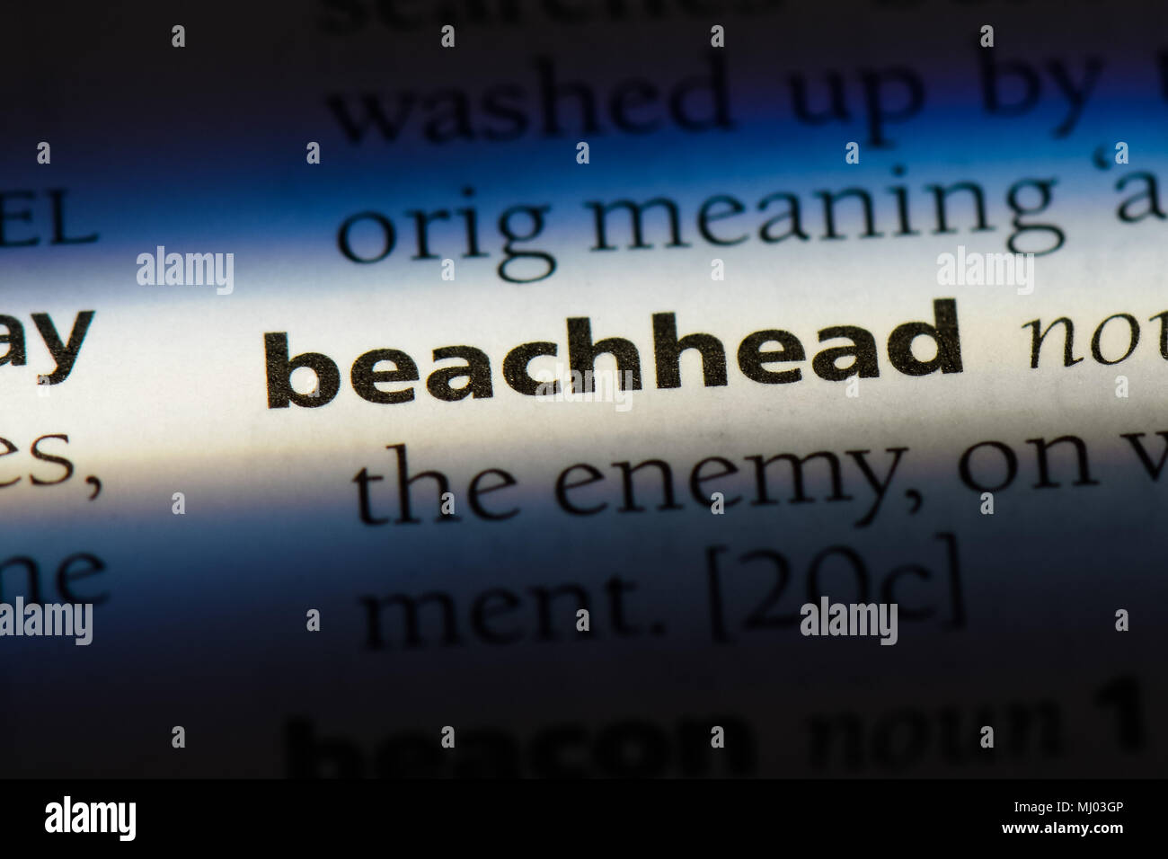 beachhead word in a dictionary. beachhead concept Stock Photo - Alamy