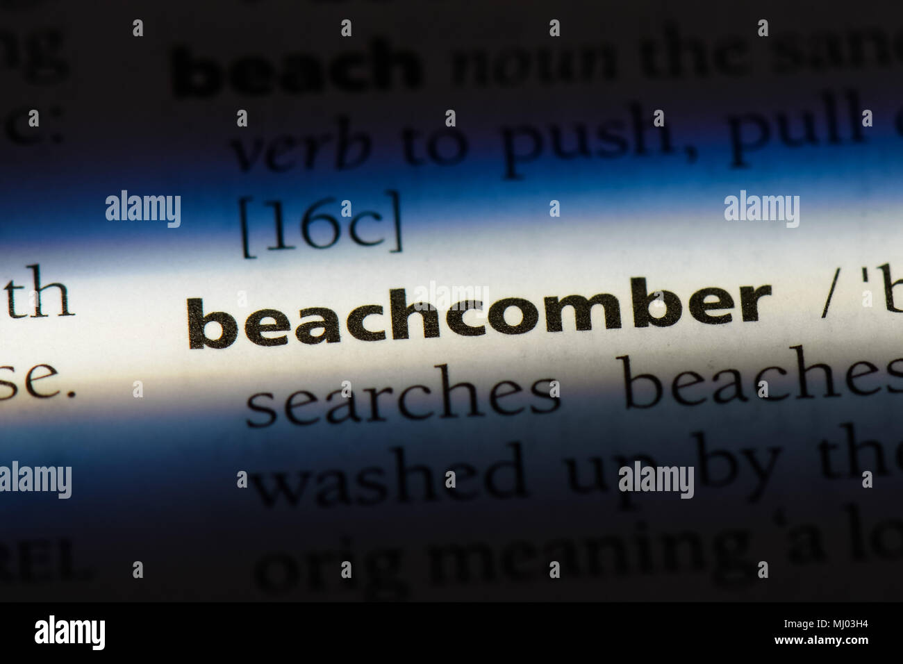 beachcomber word in a dictionary. beachcomber concept Stock Photo - Alamy