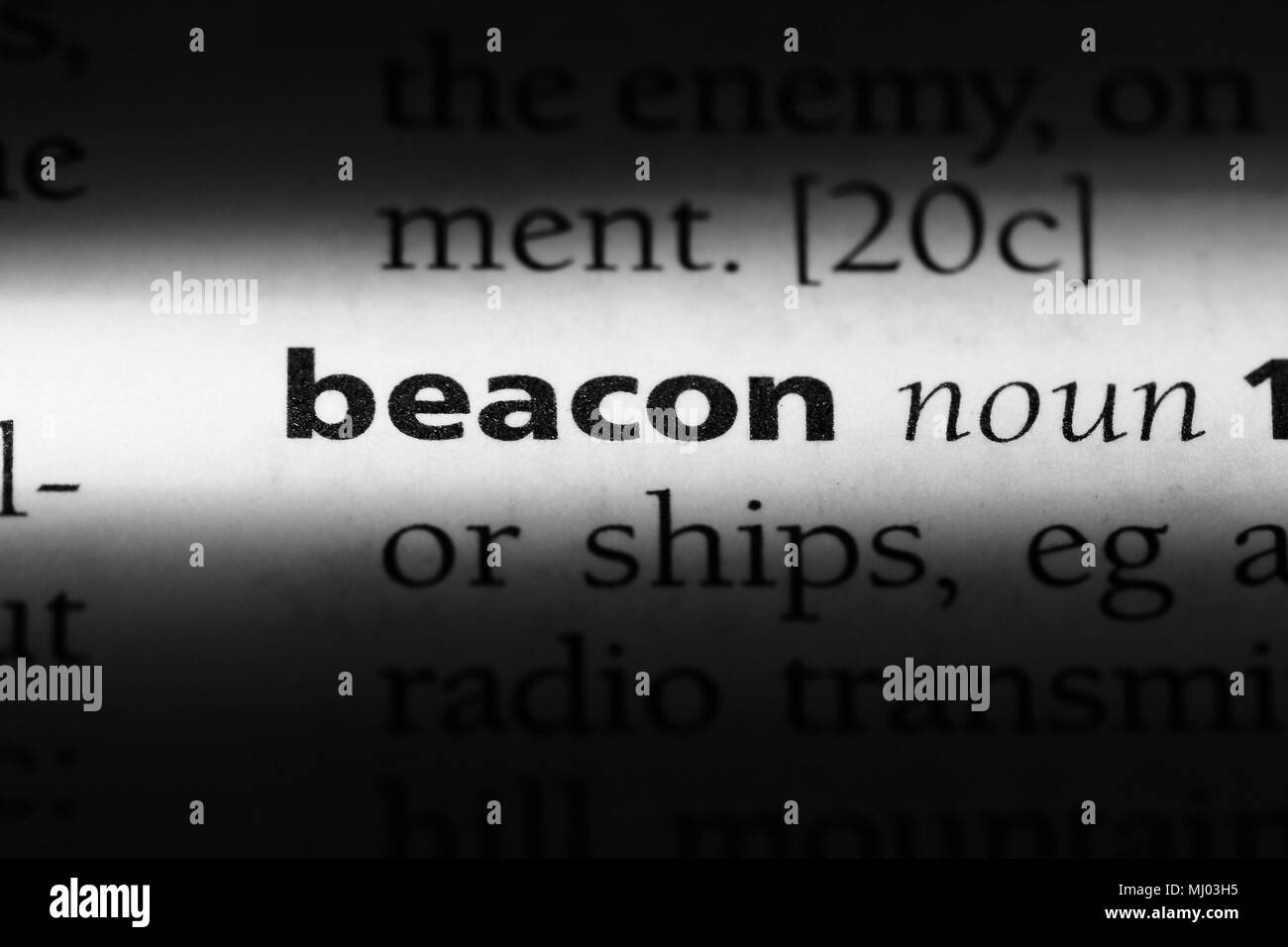 beacon word in a dictionary. beacon concept Stock Photo - Alamy