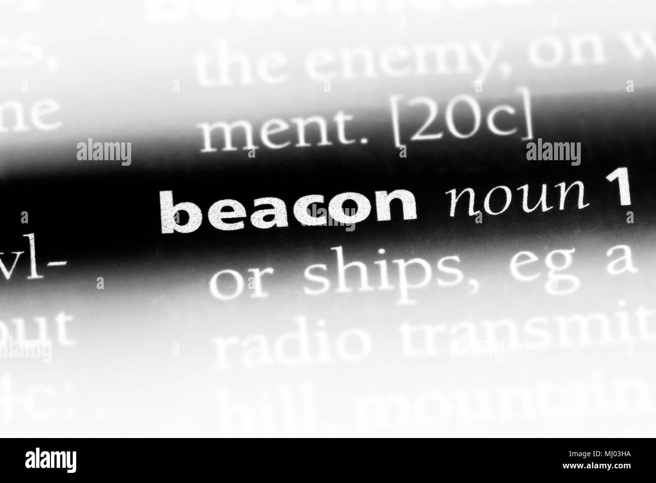beacon word in a dictionary. beacon concept Stock Photo - Alamy