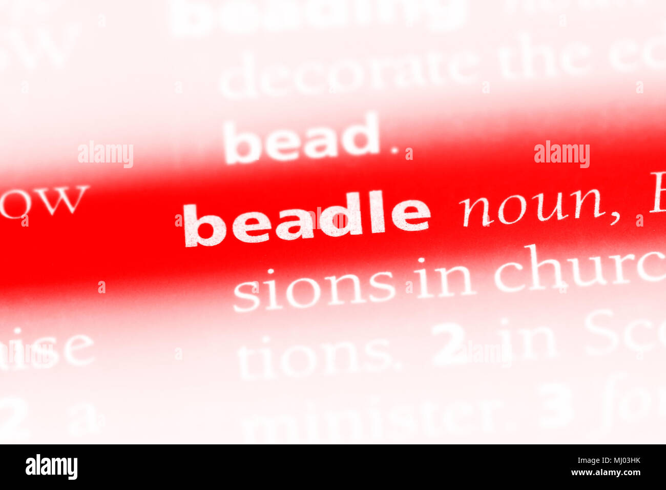 beadle word in a dictionary. beadle concept Stock Photo - Alamy