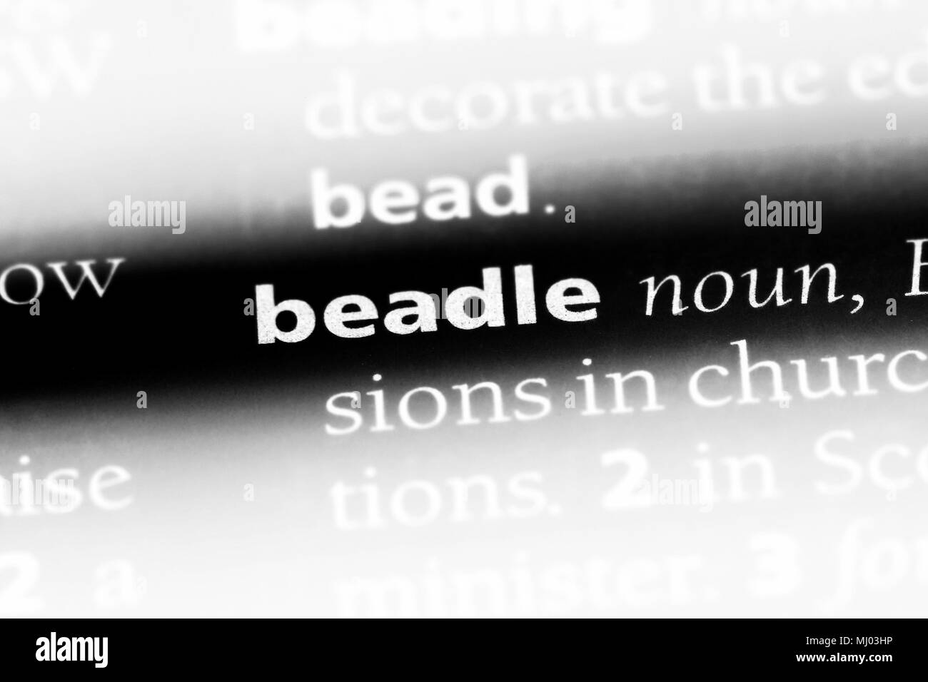 beadle word in a dictionary. beadle concept Stock Photo - Alamy