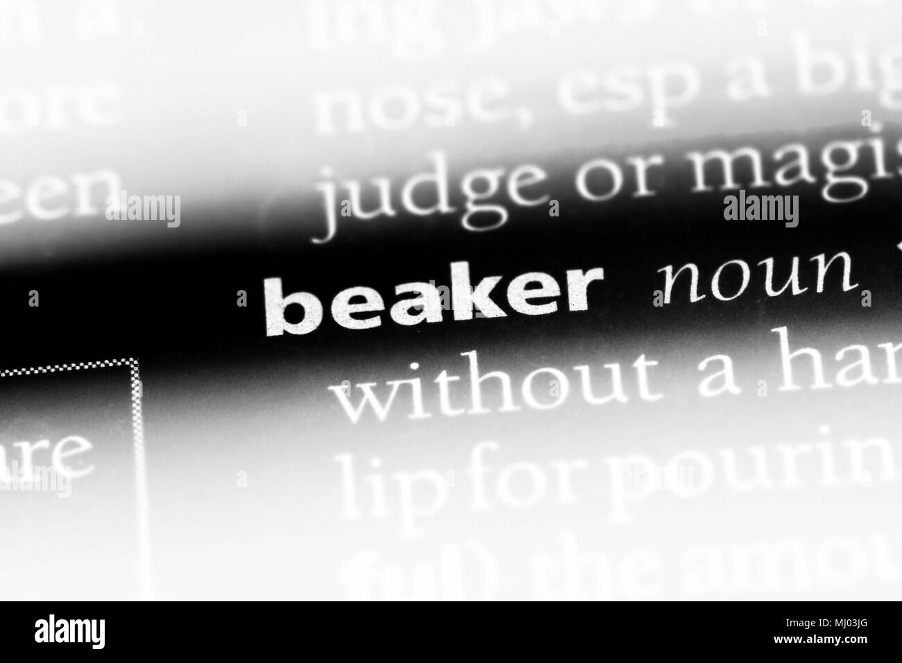 beaker word in a dictionary. beaker concept Stock Photo - Alamy