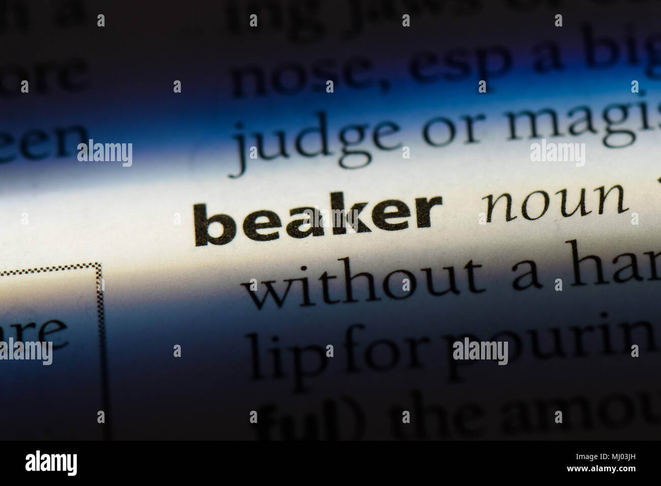 beaker word in a dictionary. beaker concept Stock Photo - Alamy