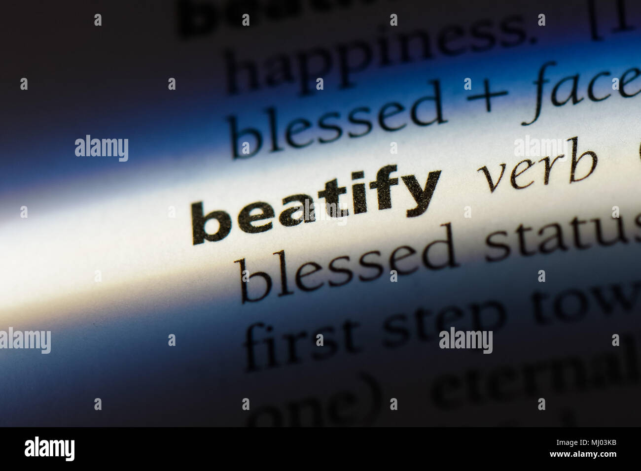beatify word in a dictionary. beatify concept Stock Photo - Alamy