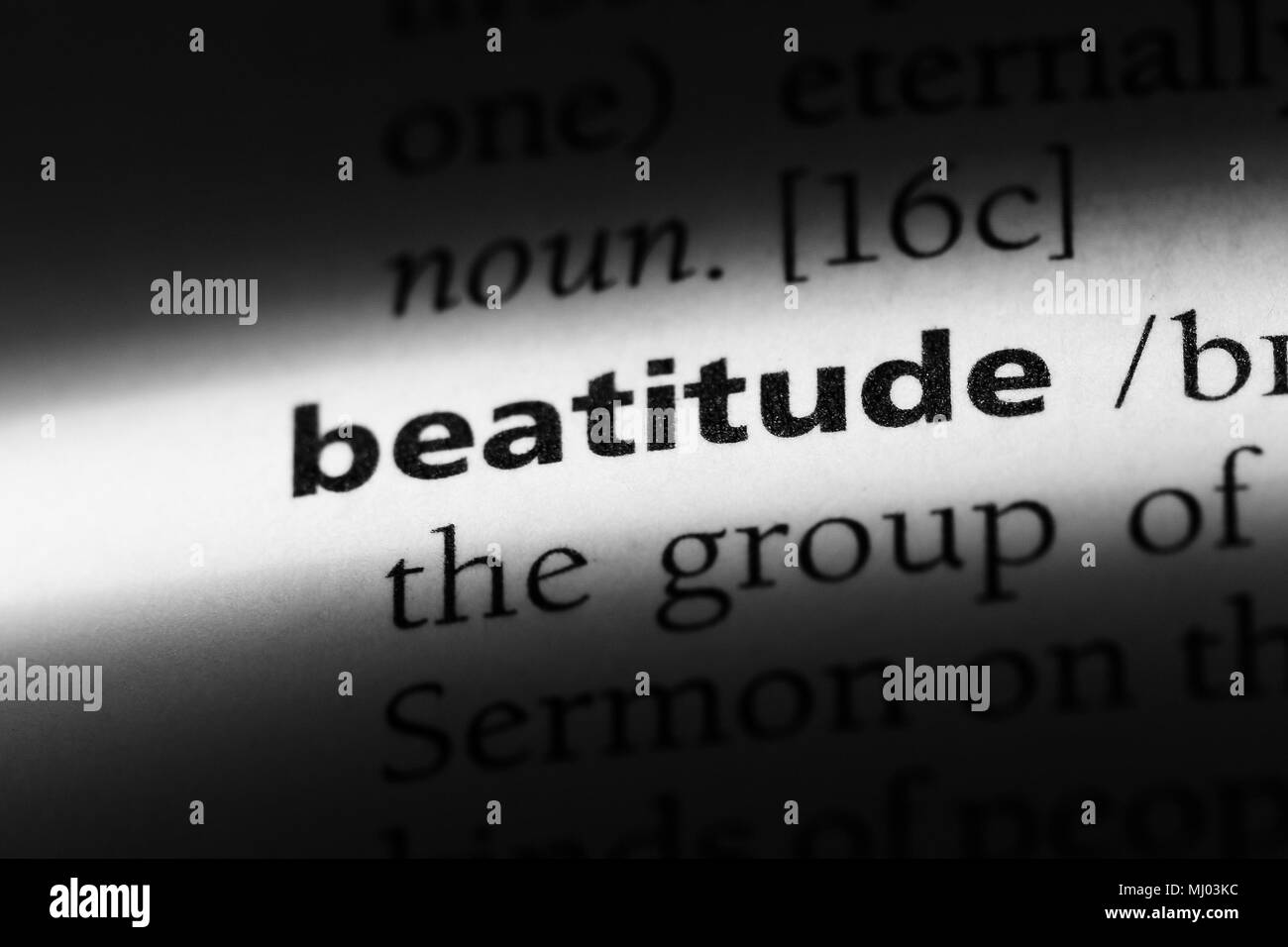 beatitude word in a dictionary. beatitude concept Stock Photo - Alamy