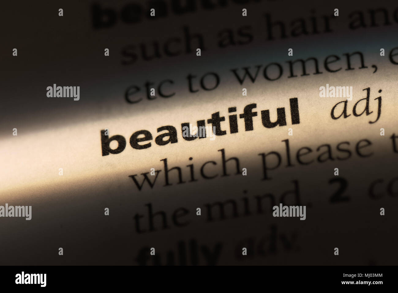 beautiful word in a dictionary. beautiful concept Stock Photo - Alamy