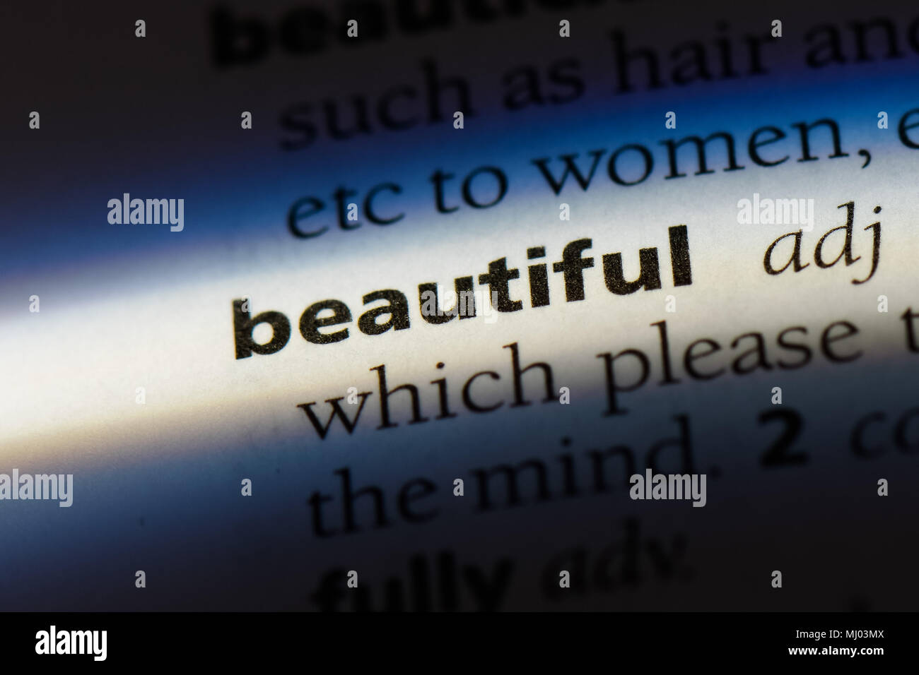 beautiful word in a dictionary. beautiful concept Stock Photo - Alamy