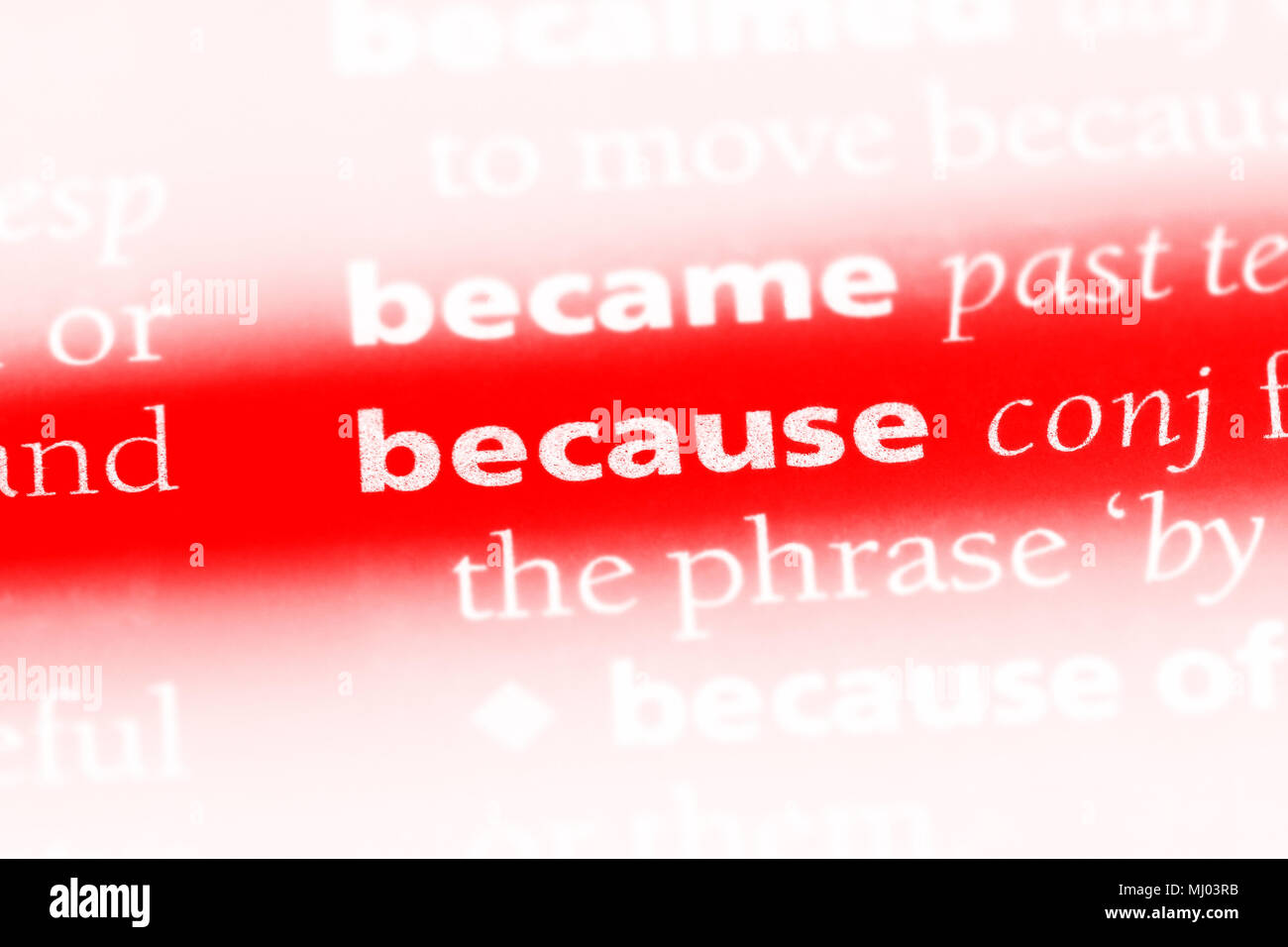 because word in a dictionary. because concept Stock Photo - Alamy
