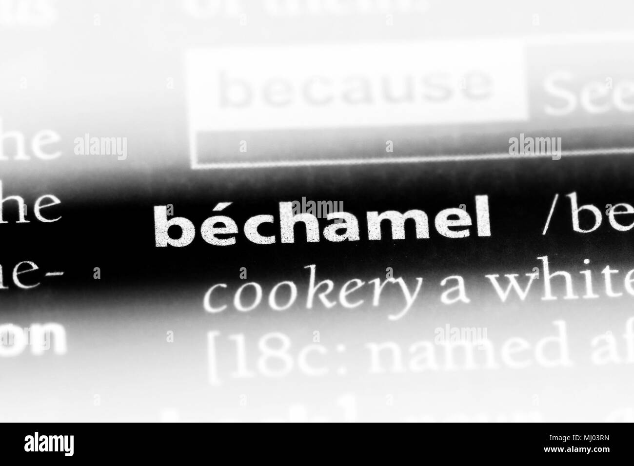 bechamel word in a dictionary. bechamel concept Stock Photo - Alamy