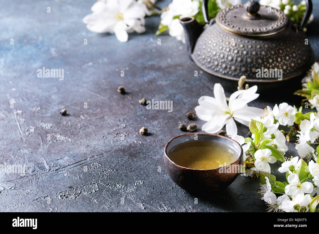 Tea with spring flowers Stock Photo - Alamy