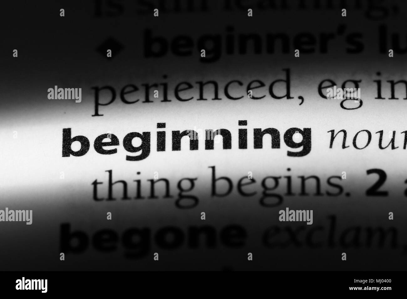 beginning word in a dictionary. beginning concept Stock Photo - Alamy