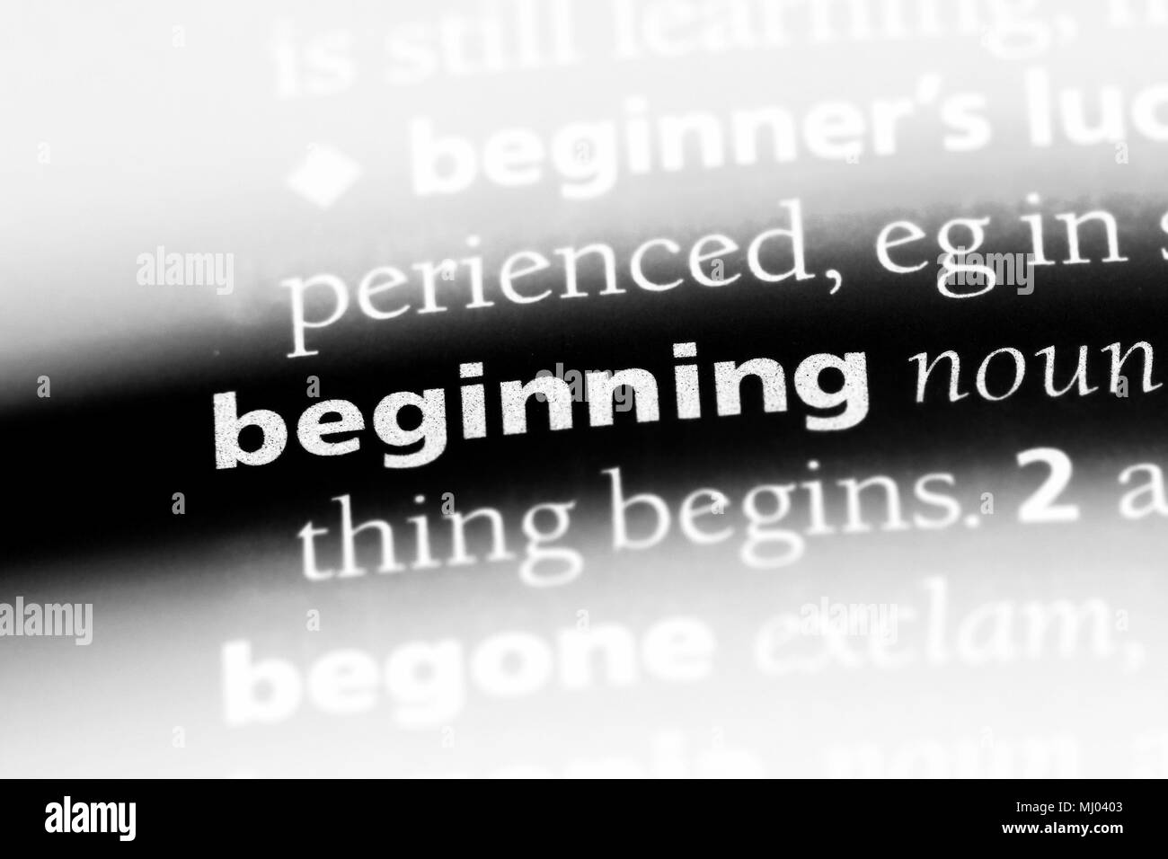 beginning word in a dictionary. beginning concept Stock Photo - Alamy