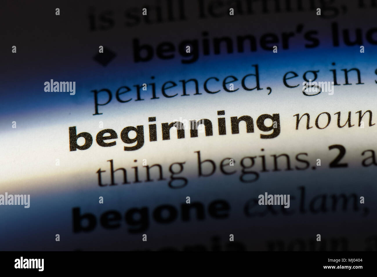 beginning word in a dictionary. beginning concept Stock Photo - Alamy