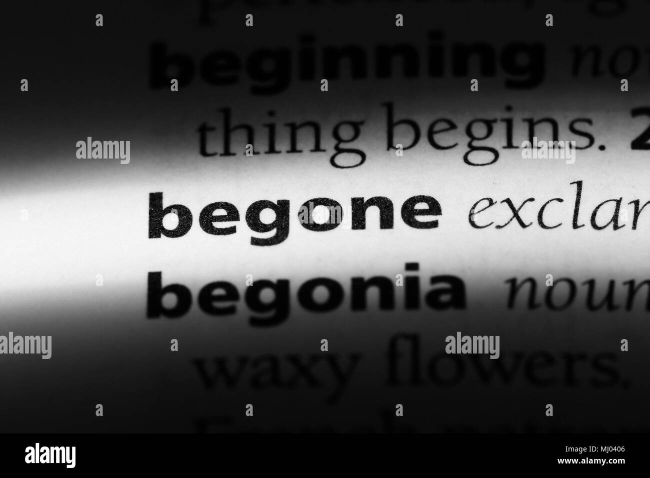 begone word in a dictionary. begone concept Stock Photo - Alamy