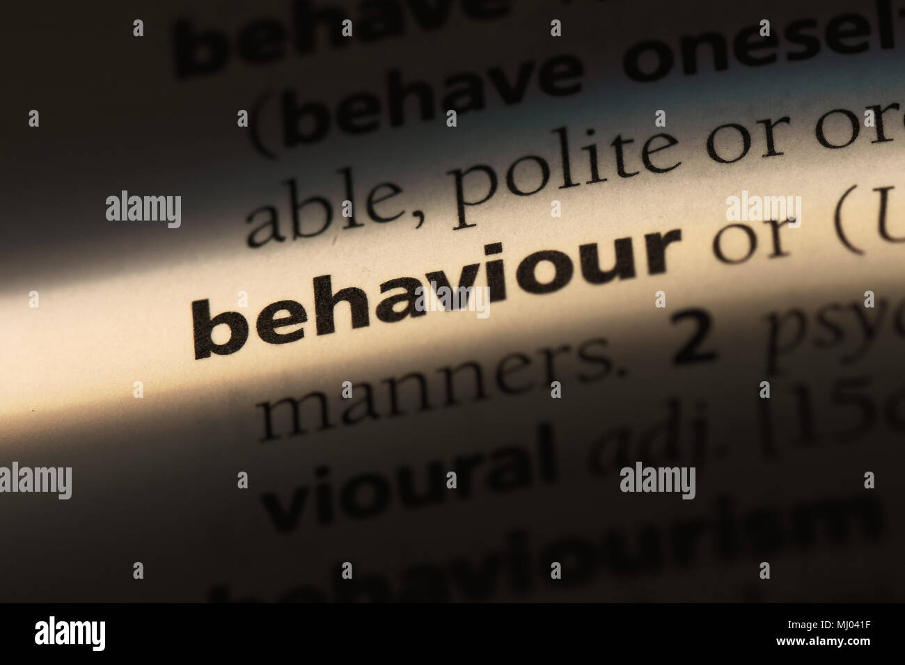 behaviour word in a dictionary. behaviour concept Stock Photo - Alamy