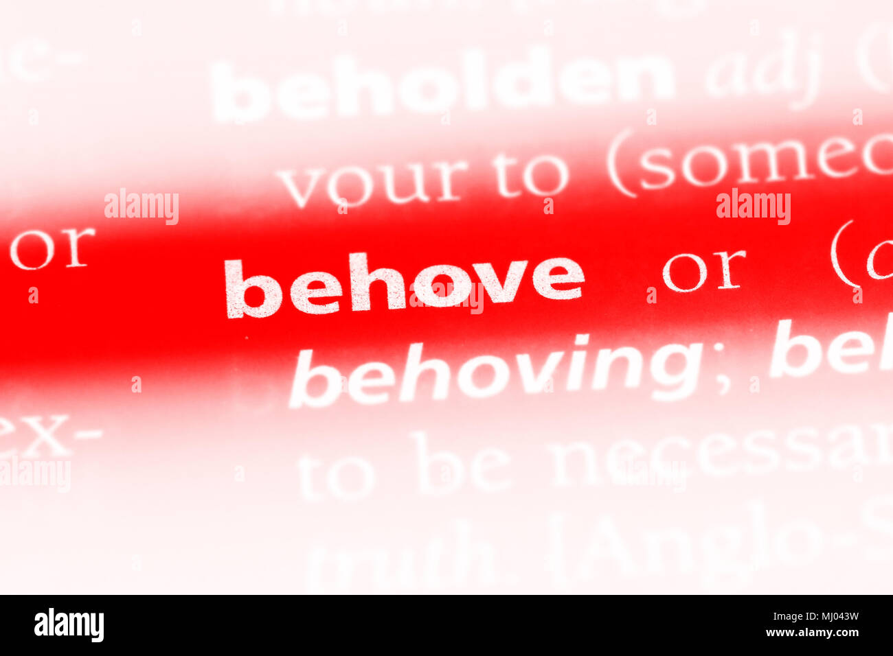 behove word in a dictionary. behove concept Stock Photo - Alamy
