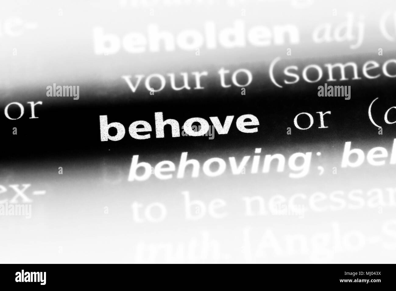 behove word in a dictionary. behove concept Stock Photo - Alamy