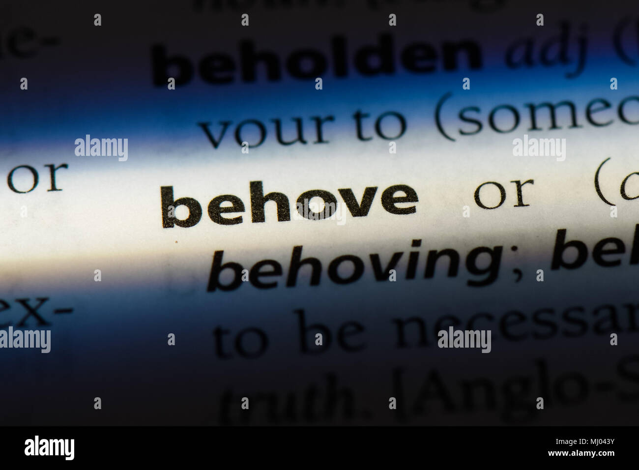 behove word in a dictionary. behove concept Stock Photo - Alamy